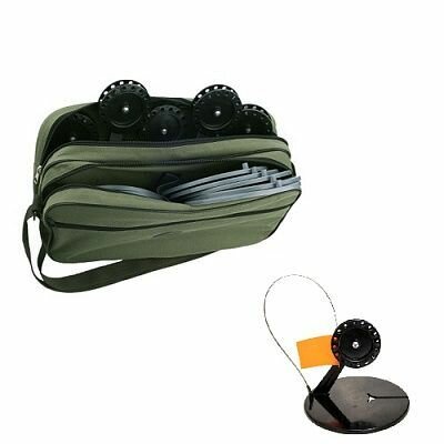 Жерлица ТРИ кита в сумке "щукарь" с угл. стойкой с кат. цв. черный d.85 (уп.10 шт)