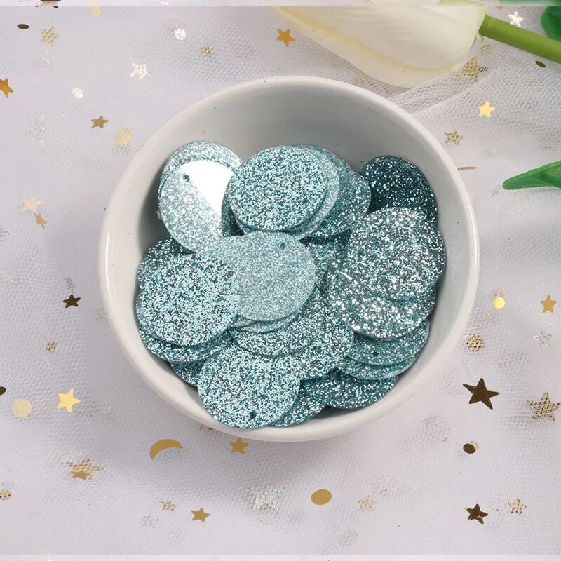 Блестки круглые ПВХ 20 мм, цвет 1018 Sky Blue, 90 шт.