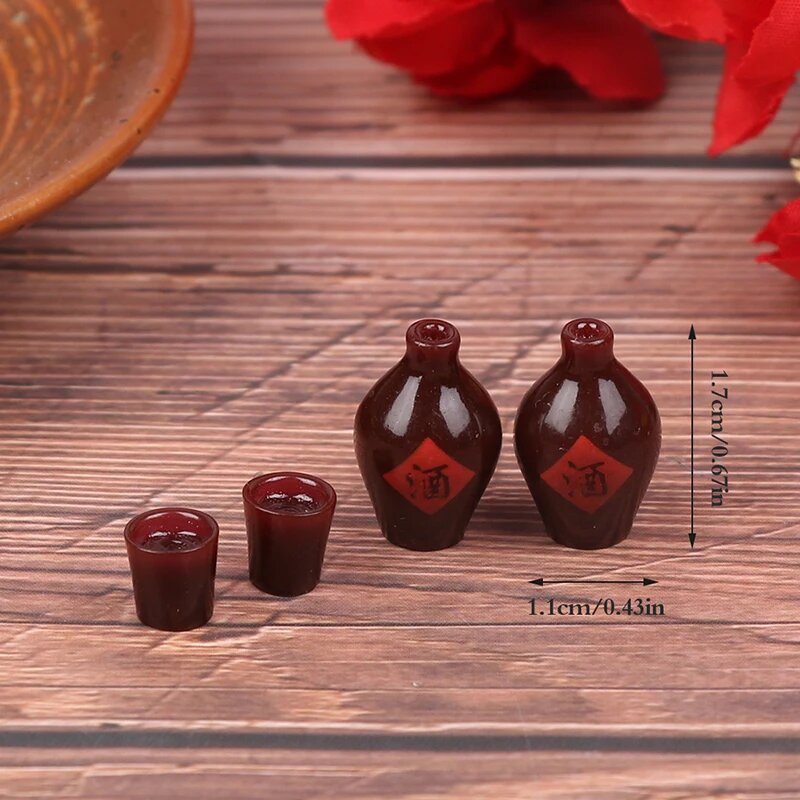 Миниатюрные бутылки и бокалы для вина, Бордовый, A3
