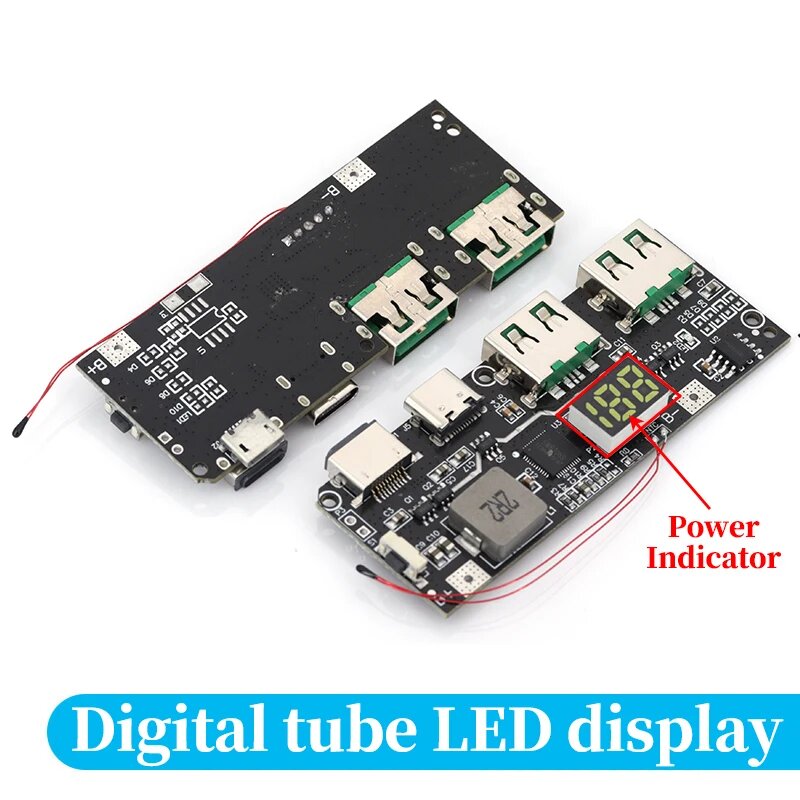 Модуль питания 18650 с LED дисплеем, TYPE-C, 10pcs