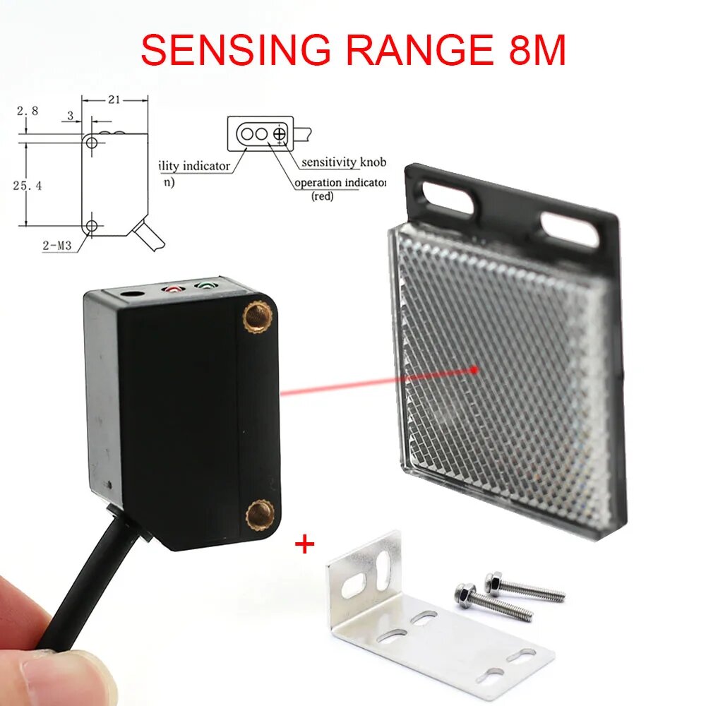 Лазерный датчик E3Z-LAS 35 см E3Z-LAS-R8, NPN NO