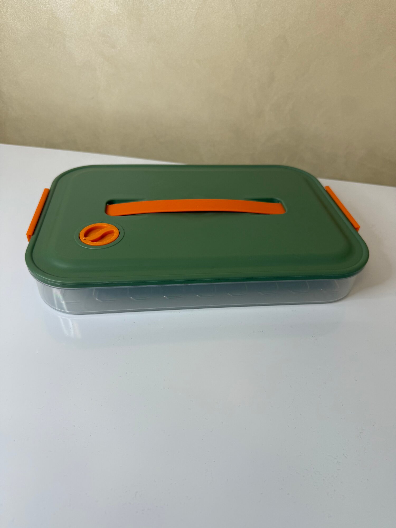 Контейнер для заморозки и хранения продуктов в холодильнике, 1 шт, пищевой пластик, с крышкой, зеленый