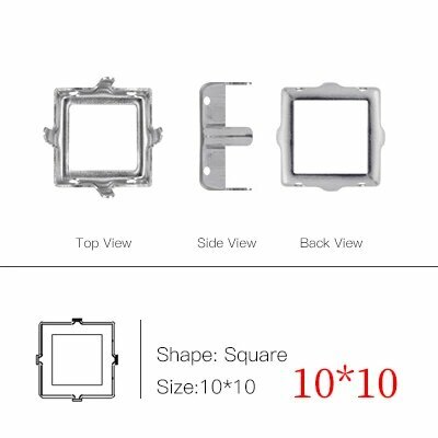 Серебряный коготь для страз, 10x10 мм, Square