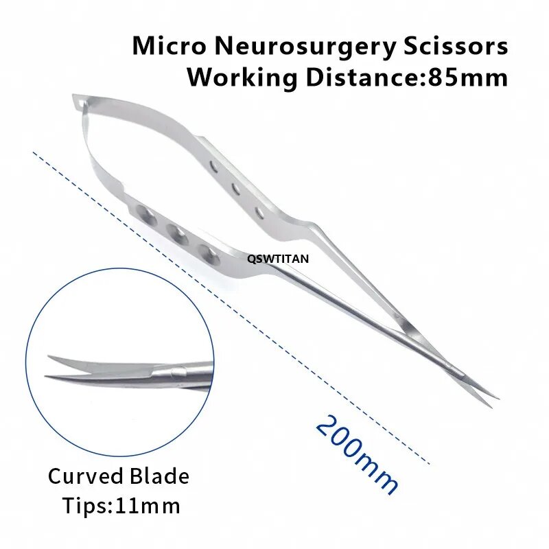 Микроножницы QSWTITAN для век из нержавеющей стали 20cm Curved