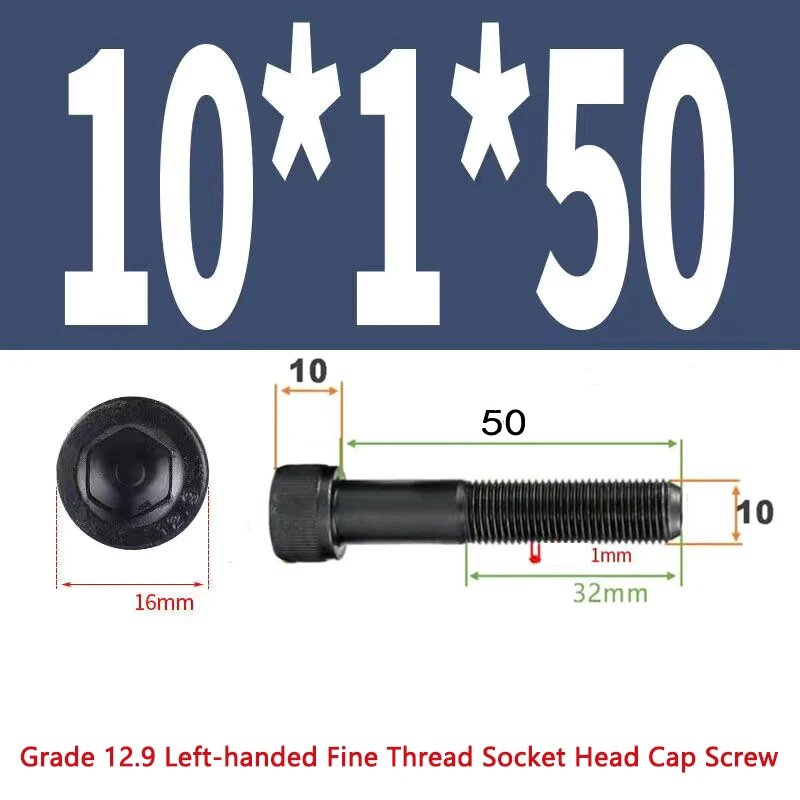 Стальной шестигранный болт DIN912 M10 12.9 левая резьба 25/30/40/50 мм M10x1x50mm