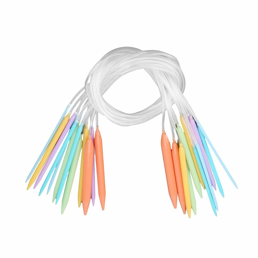 Набор круглых вязальных спиц из пластика с цветными иглами, 12 размеров