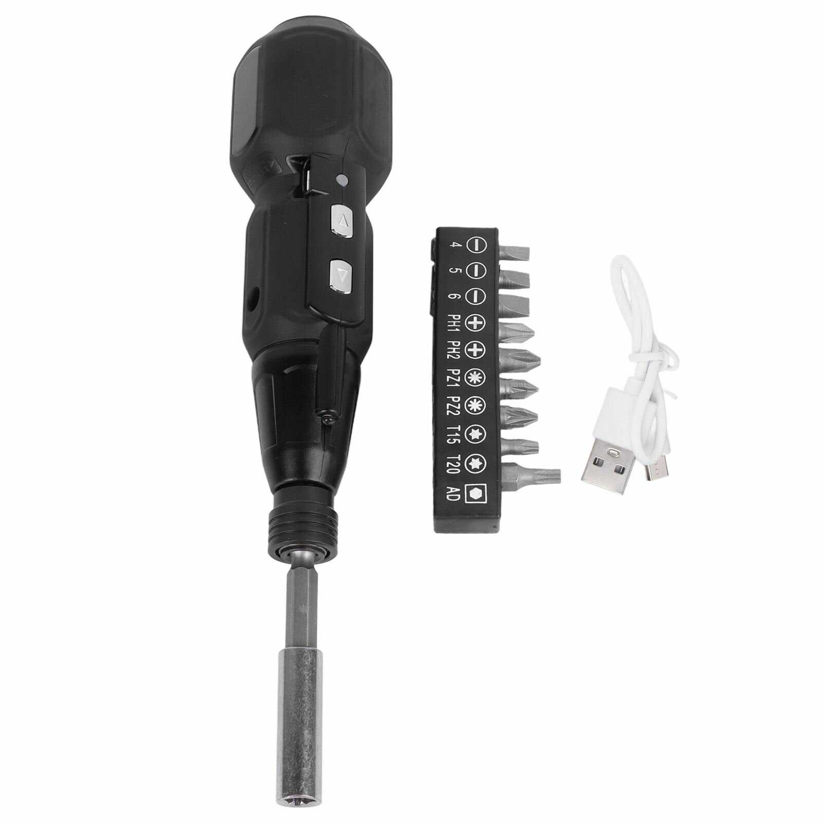 Беспроводная электрическая отвертка со светодиодной подсветкой, легированная сталь, 900 мАч, зарядка через USB, электрическая, ручная, набор мощных отверток 2 в 1, черный