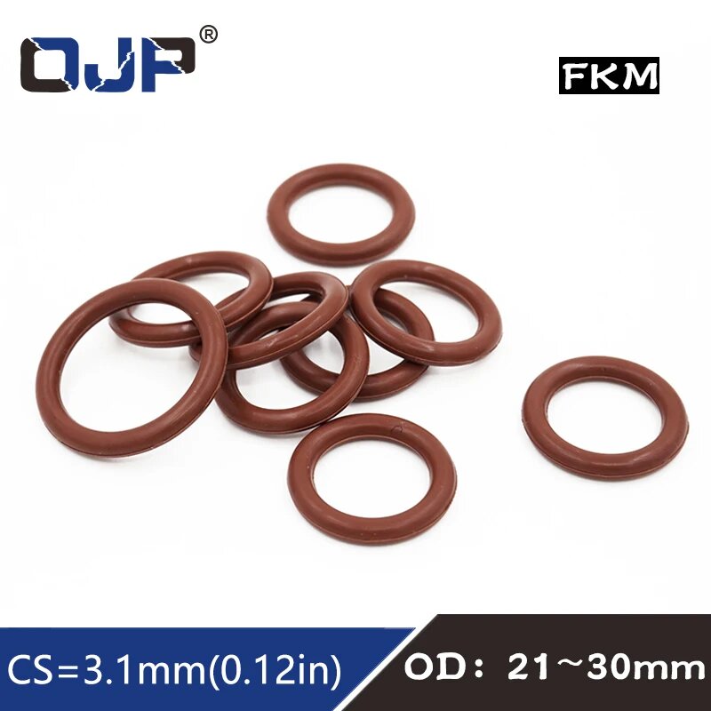 3 шт./лот, кольцо из фторкаучука, коричневое уплотнительное кольцо FKM, уплотнительное кольцо CS: 3,1 мм, наружный диаметр 21/22/23/24/25/26/27/28/29/30 мм, резиновая уплотнительное уплотнительное кольцо, прокладка