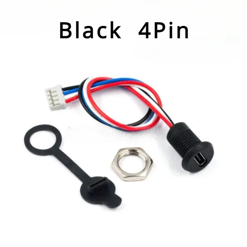 5 шт. Водонепроницаемые разъемы USB-C 2-6 пин Black 4Pin PH2.0