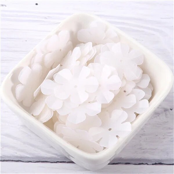 Белые пятилепестковые блестки ПВХ Lucky Sewing 14 мм/20 мм Белый, 14mm, Matte White