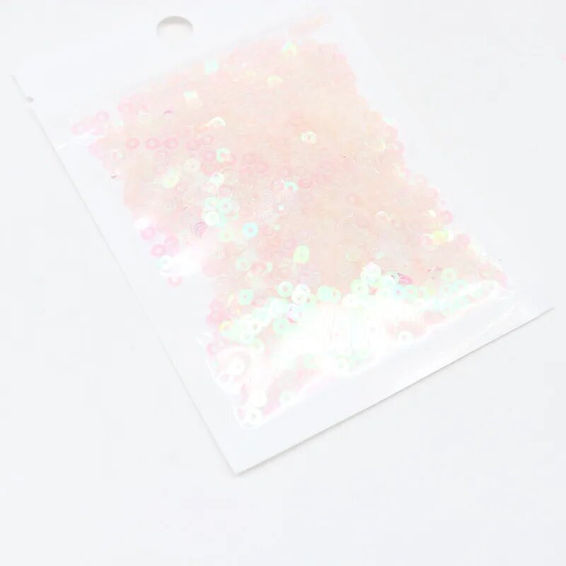 Плоские круглые ПВХ пайетки 3-6 мм Розовый, 3mm 10g 3000pcs, AB Transparent 10g