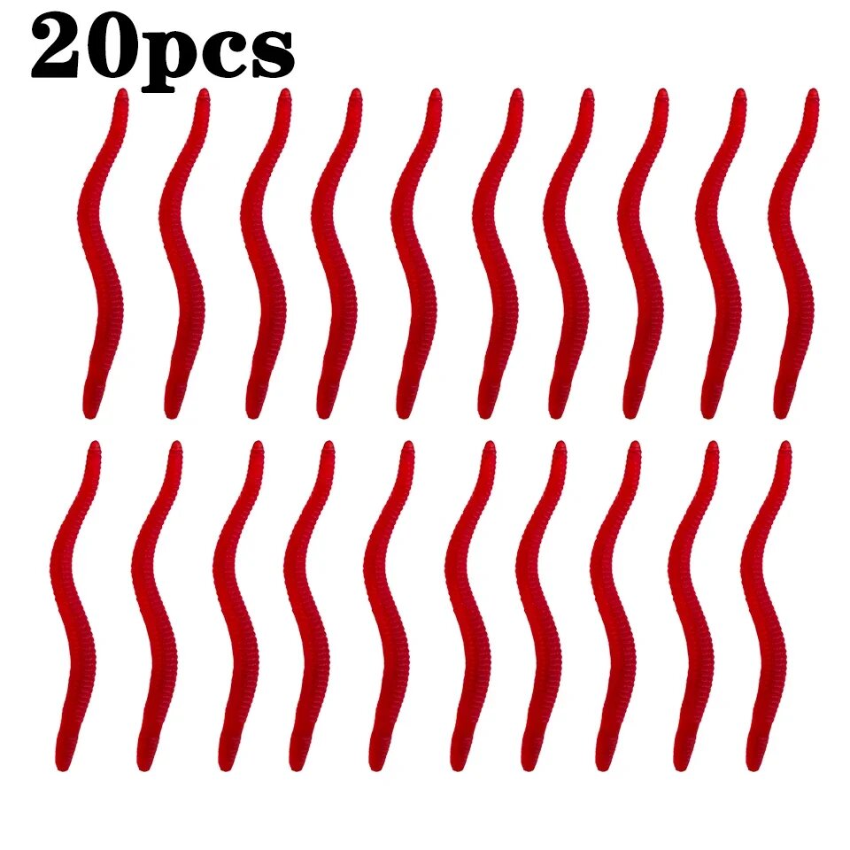 JIMITU Силиконовые приманки-черви для зимней рыбалки Красный, 20pcs red3.5cm