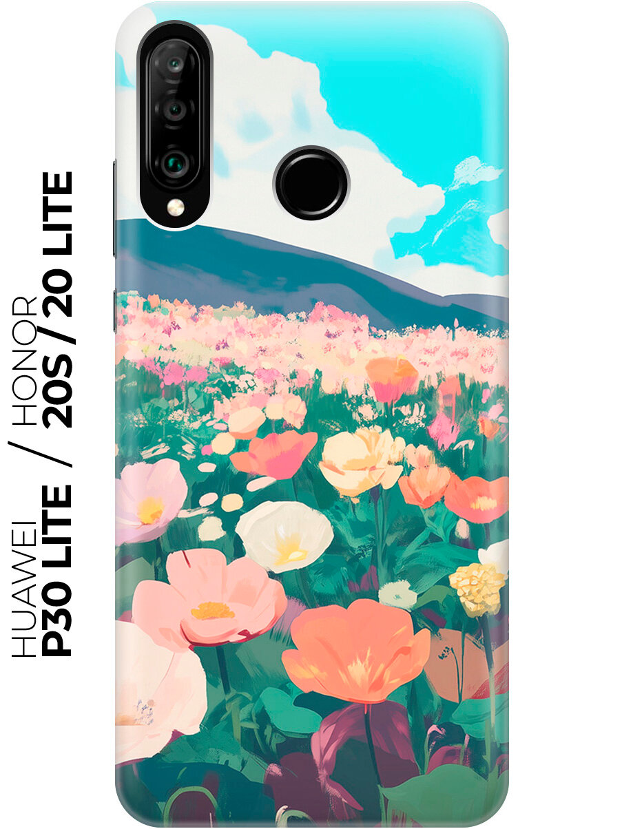 Силиконовый чехол на Honor 20 Lite / 20s / Huawei P30 Lite с принтом "Поле цветов"