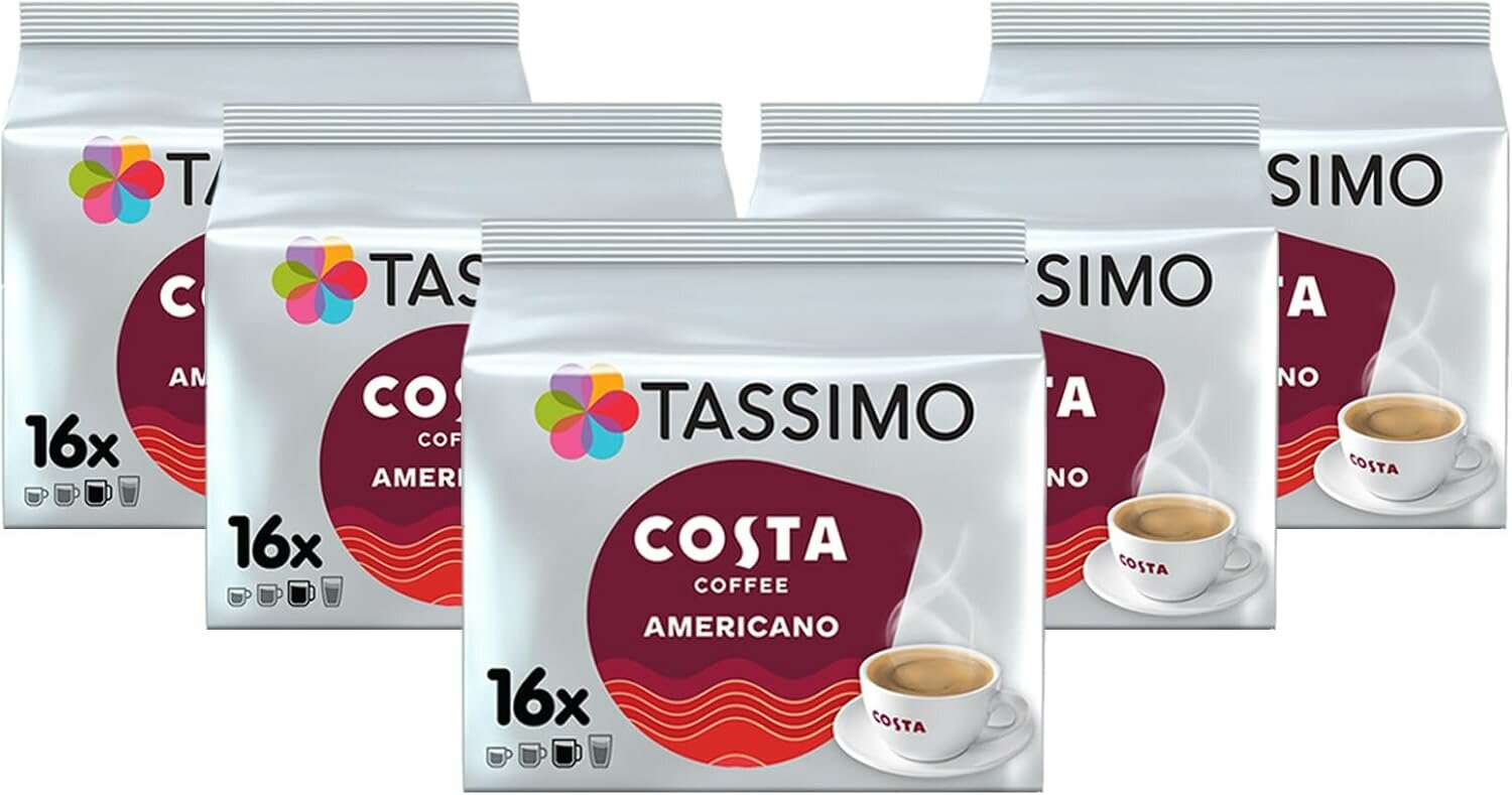 Tassimo Кофе в капсулах Costa Americano, 5 уп х 16 шт