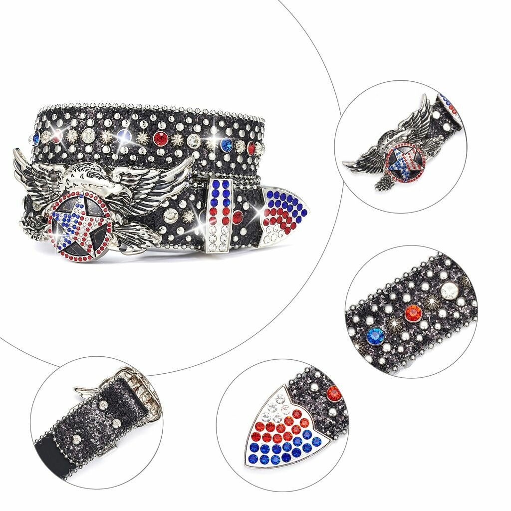 Пояс со стразами и блестками Flying Eagle-Синий-100