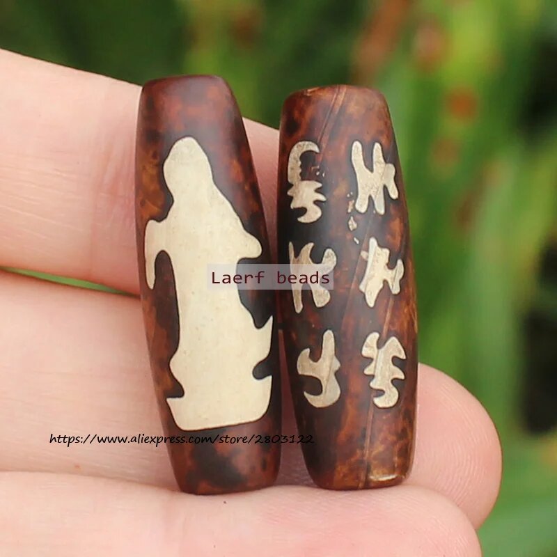 Старинный тибетский агат Дзи бусины лаerf beads 30mmGuanYin
