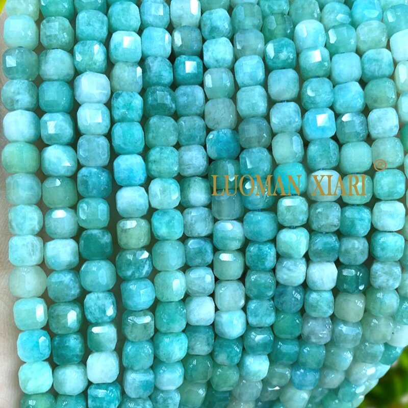 Кубические бусины амазонит халцедон LUOMAN XIARI 5-6 мм