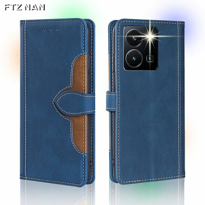 Чехол-книжка для Vivo Y35 4G / Y22 / Виво Y35 / Y22S , с магнитным замком, подставкой для телефона и кармана для карт или денег чехол книга, синий