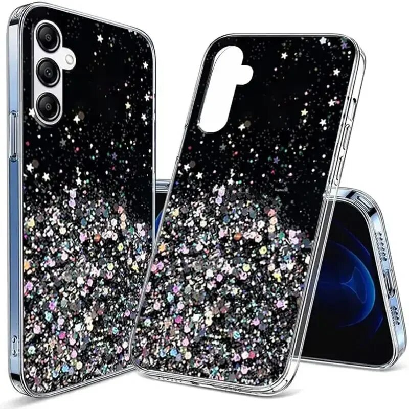 Блестящий чехол для Samsung Galaxy A с фольгой, черный