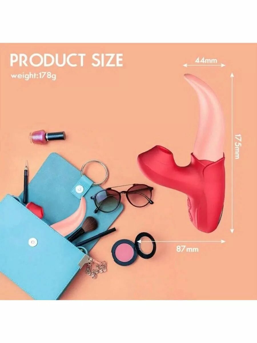 Вибратор "Язычок", двусторонний, водонепроницаемый, киберкожа