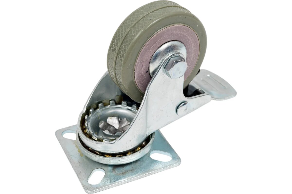 GTV Колесо мебельное GREYROLL, d-50мм, серое, со стопором KM-GREYROLL-50MM-ZH