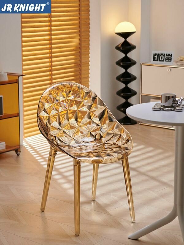 Прозрачный акриловый стул со спинкой для дома, кухни, гостиной и спальни