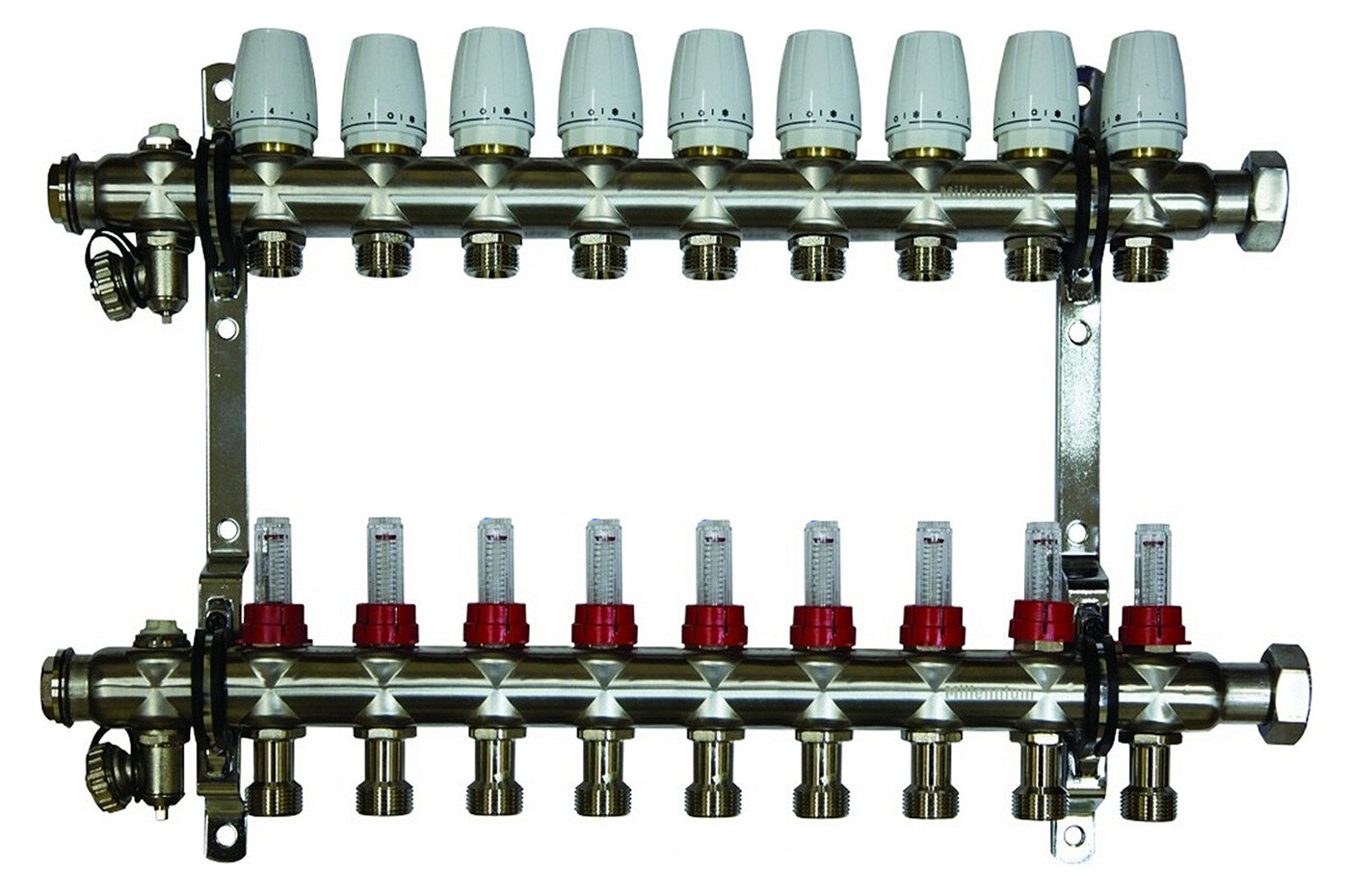 Коллекторная группа 1" х 3/4 с расходомером - 9 контуров Millennium KGTP1109