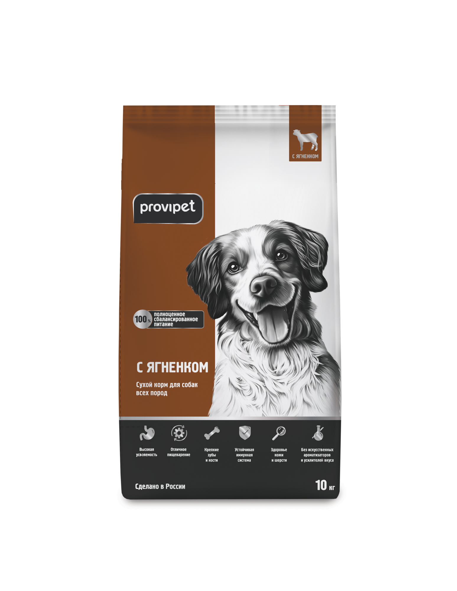 Сухой корм для собак всех пород с ягненком и рисом Provipet 10кг.