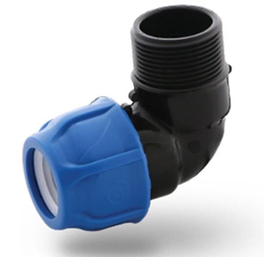 Отвод пнд d 75х2,1/2' с наружной резьбой угол PN16 голубая серия POELSAN Турция