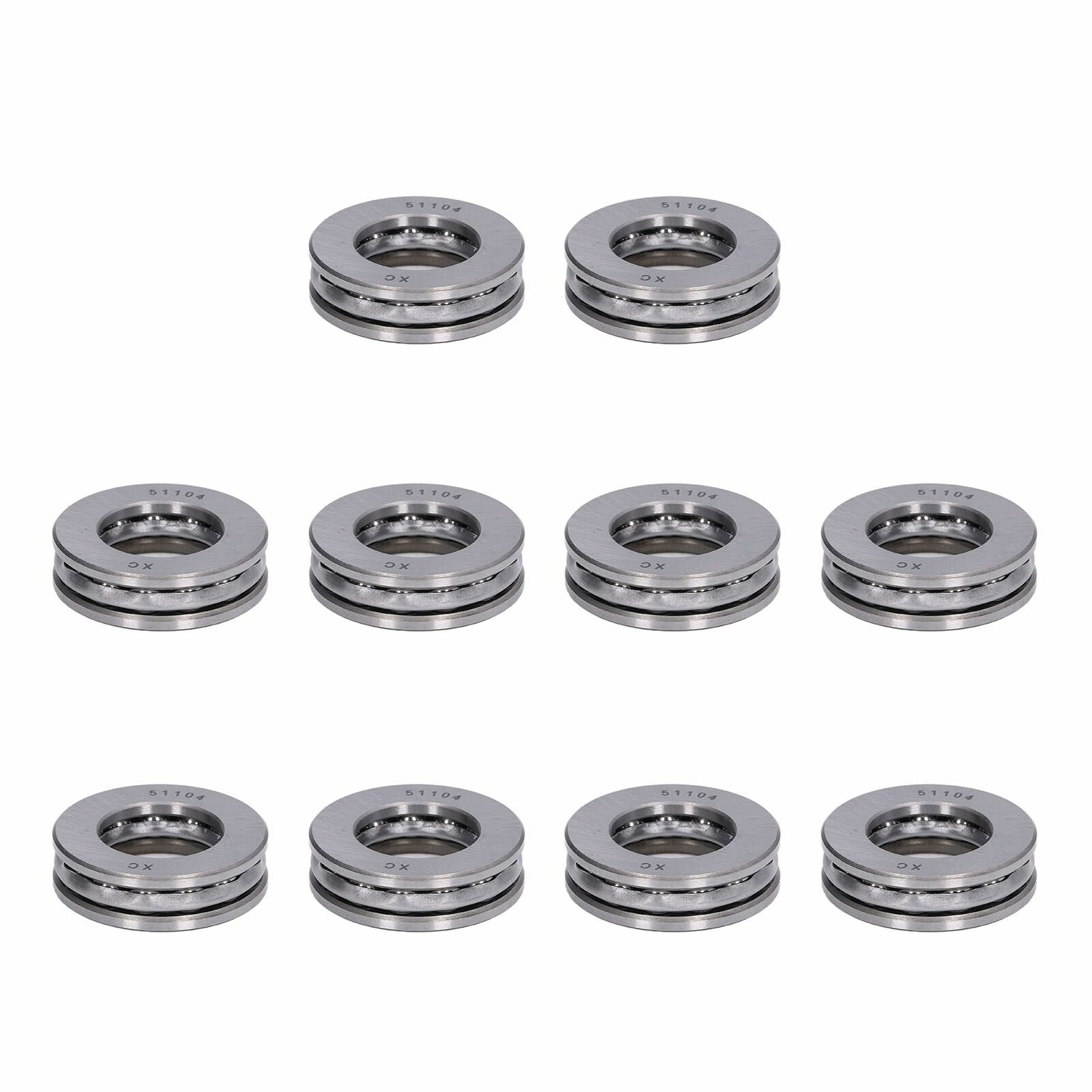 51104 Миниатюрные осевые шарикоподшипники. Комплект из 10 высокоточных съемных металлических подшипников, сверхточные плоские упорные подшипники для небольших машин.