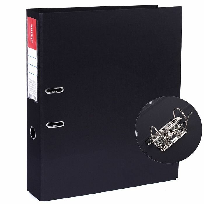 Папка с арочным механизмом deVENTE Черная, A3, 75 мм, PP, разобранная, вертикальная, карман с этикеткой (3092800)