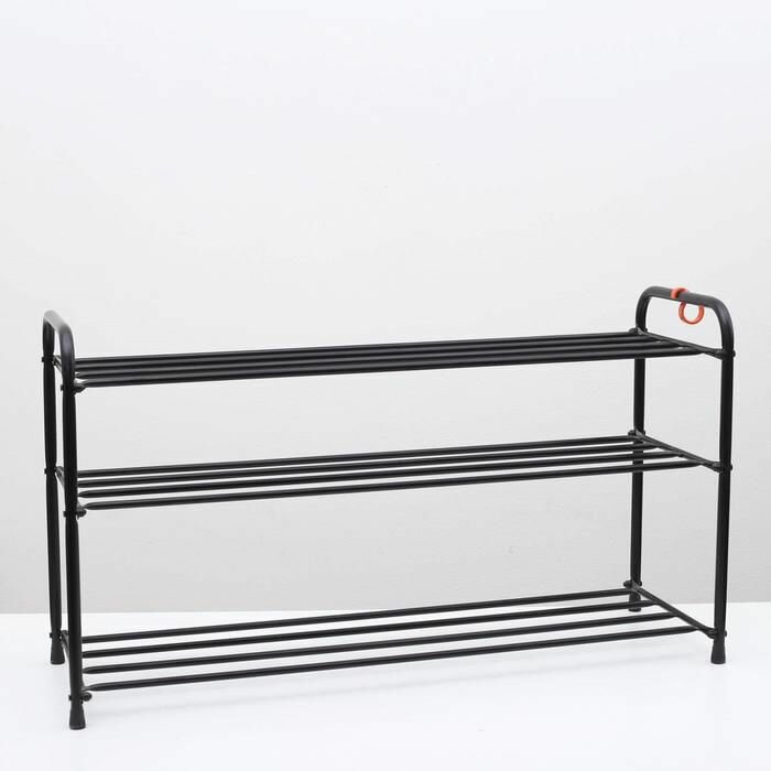 Полка для обуви ЗМИ 3 яруса, 87х30х48 см, цвет черный (192516)