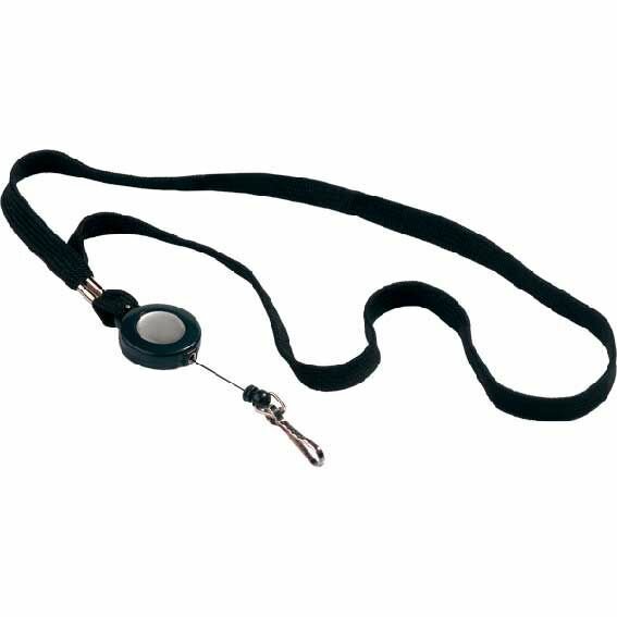 Держатель для бейджа deVENTE рулеткой, круглый, черный, на текстильной ленте, 1 см (4010101)