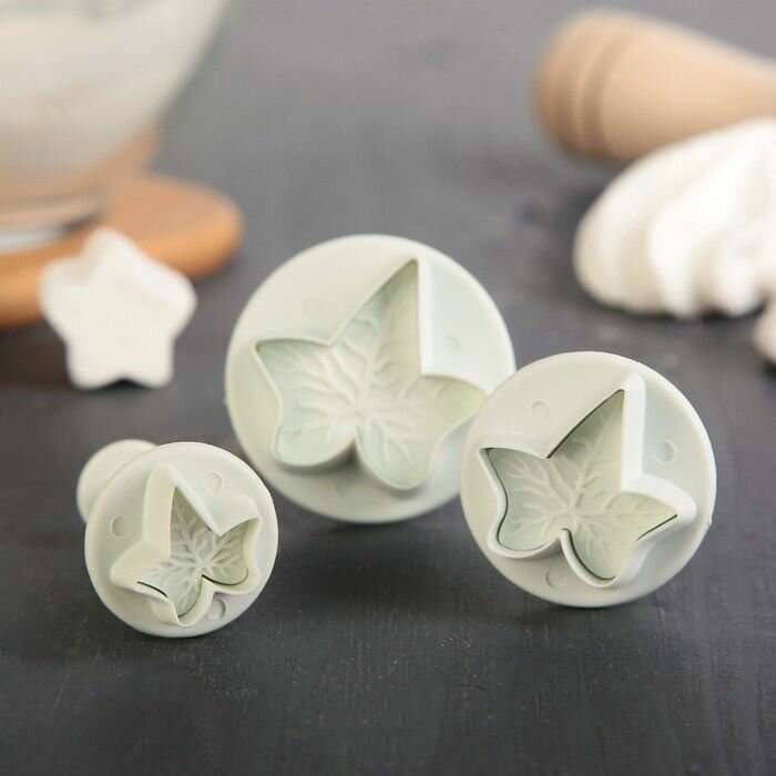 Набор плунжеров кондитерских Доляна "Листья", 3 шт