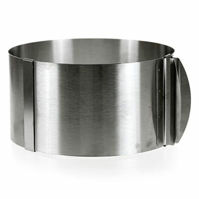 Форма кондитерская КНР из нержавеющей стали для торта, раздвижная, D 16-30 см h 8 см, с мерной шкалой, цветная коробка (103BCC)