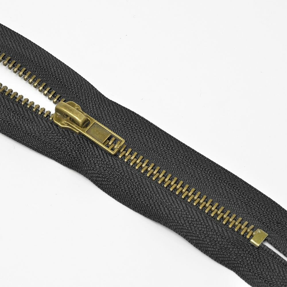 Молния MaxZipper джинсовая антик № 5, 18 см неразъемная, цвет F322 черный упаковка 50 шт