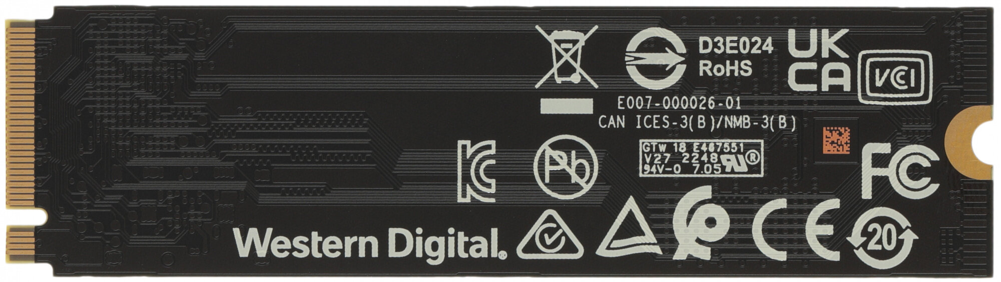 SSD накопитель WD Black SN770 WDS200T3X0E 2ТБ, M.2 2280, PCI-E 4.0 x4, NVMe, M.2