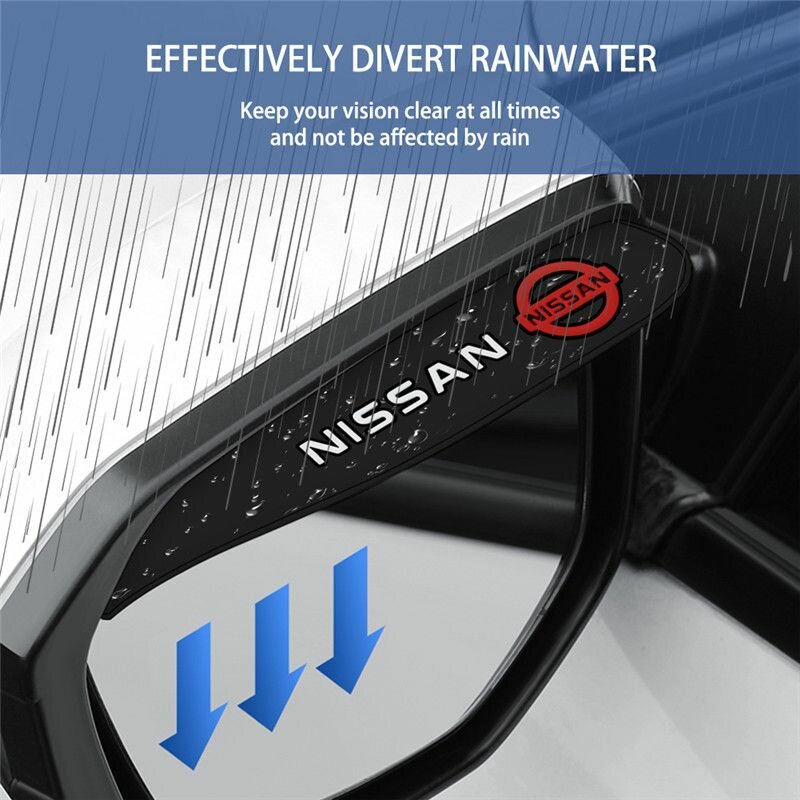 Козырьки на боковые зеркала 2 шт — резиновые дождевые дефлекторы в стиле карбон, самоклейка, для Nissan и др марок