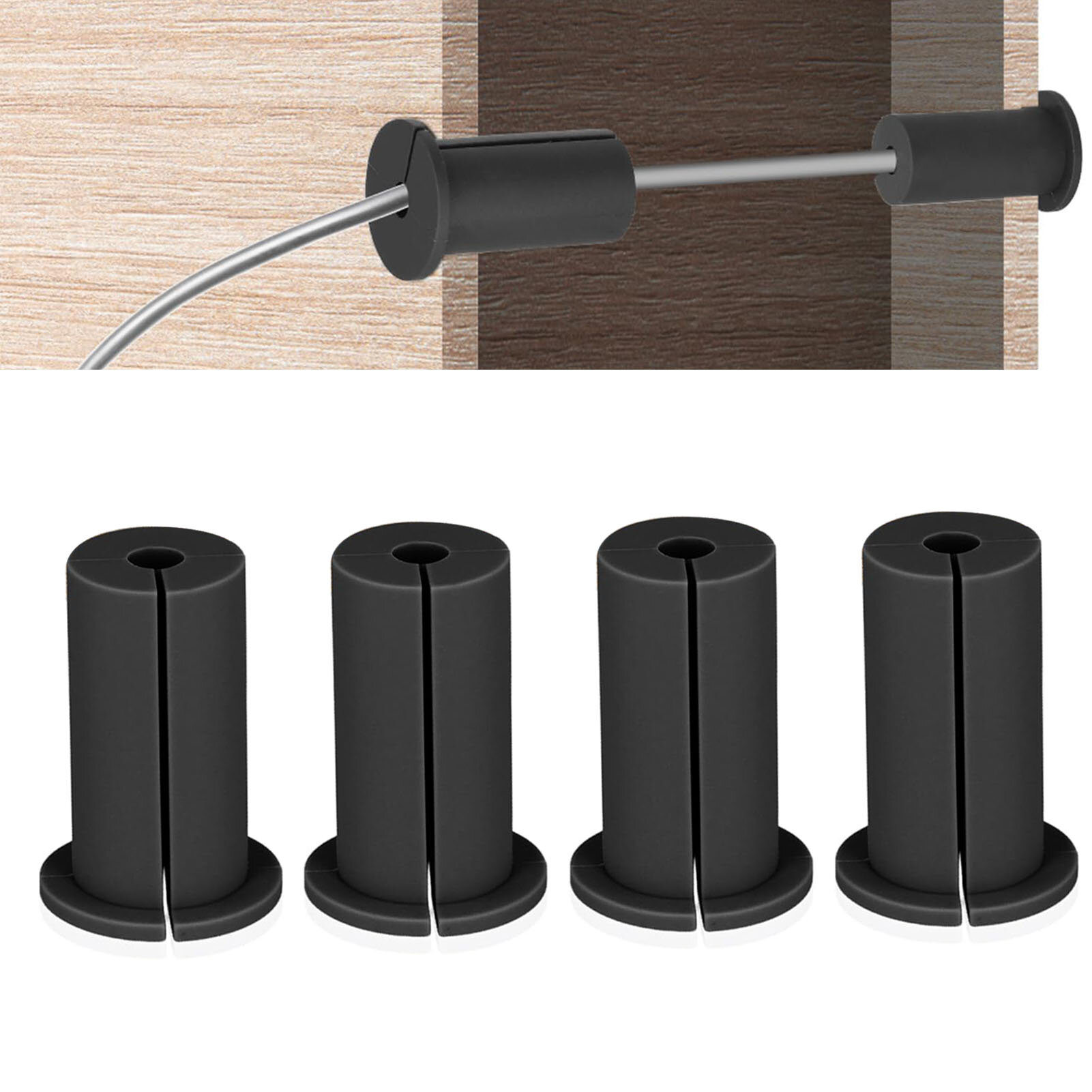 4 шт, втулка для кабеля Ethernet, 1 дюйм, резиновая втулка для настенного кабеля, проходная втулка для дома и на открытом воздухе, черная