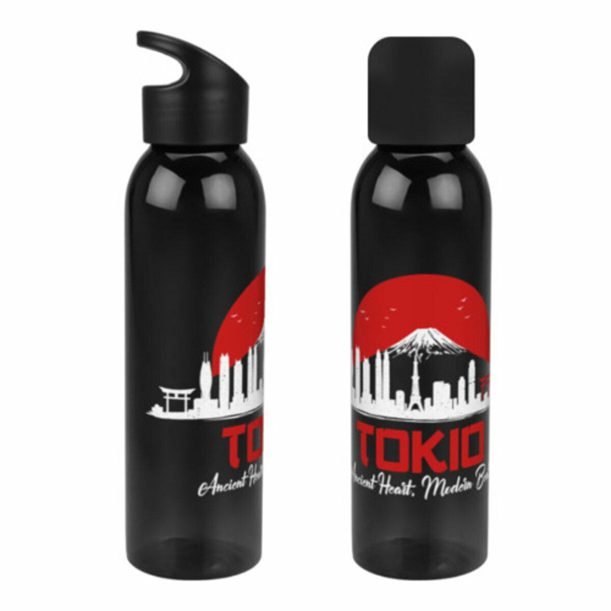 Бутылка для воды «Токио и Фудзи - Древнее сердце, современный ритм» (черный)