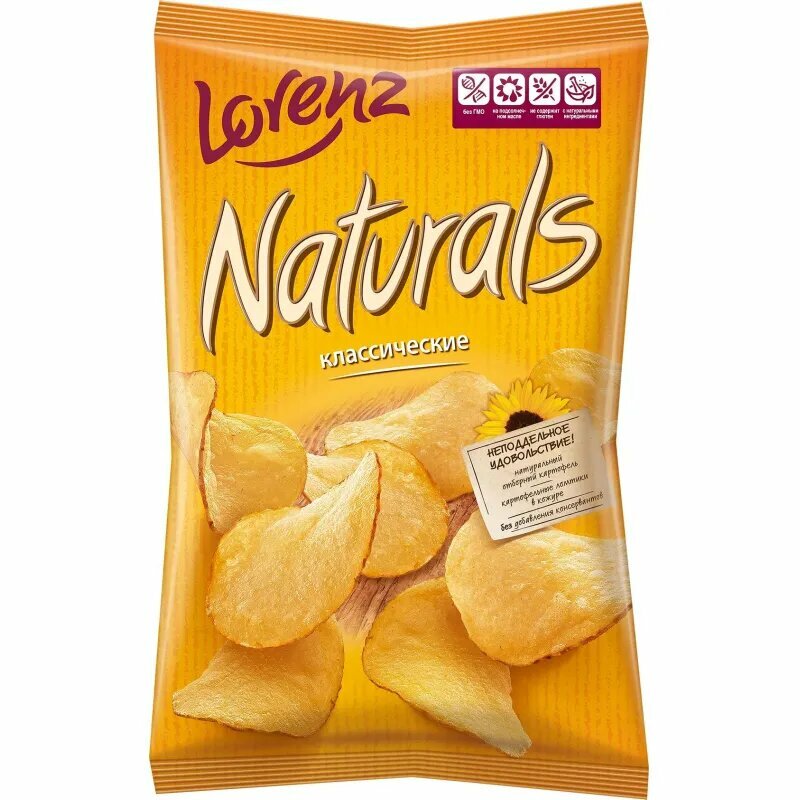 Чипсы картофельные Lorenz Naturals классические, с солью 100г, 2265829
