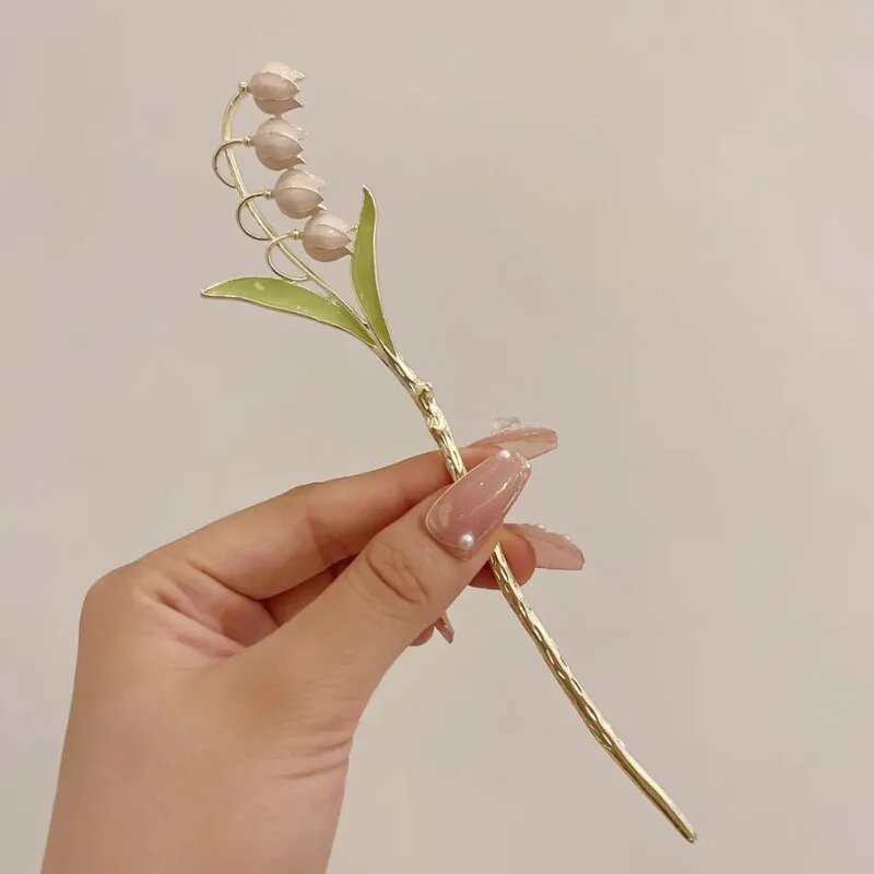 Винтажная элегантная шпилька для волос с изображением лилии, заколка-Пряжка, заколки для волос со змеиным животным, головной убор для женщин и девушек, аксессуары для волос, 12, Белый, Женский