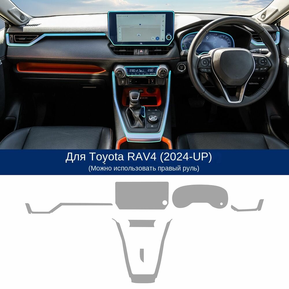 Для TOYOTA RAV4 2024 2025, прозрачная защитная пленка центральной консоли автомобиля, TPU, противоскользящая, ремонтная , аксессуары ремонта.