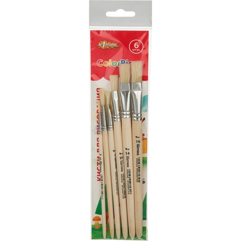 Кисть набор 6 шт. ColorPics щетина №3К,5К,6П,10П,14П,16П