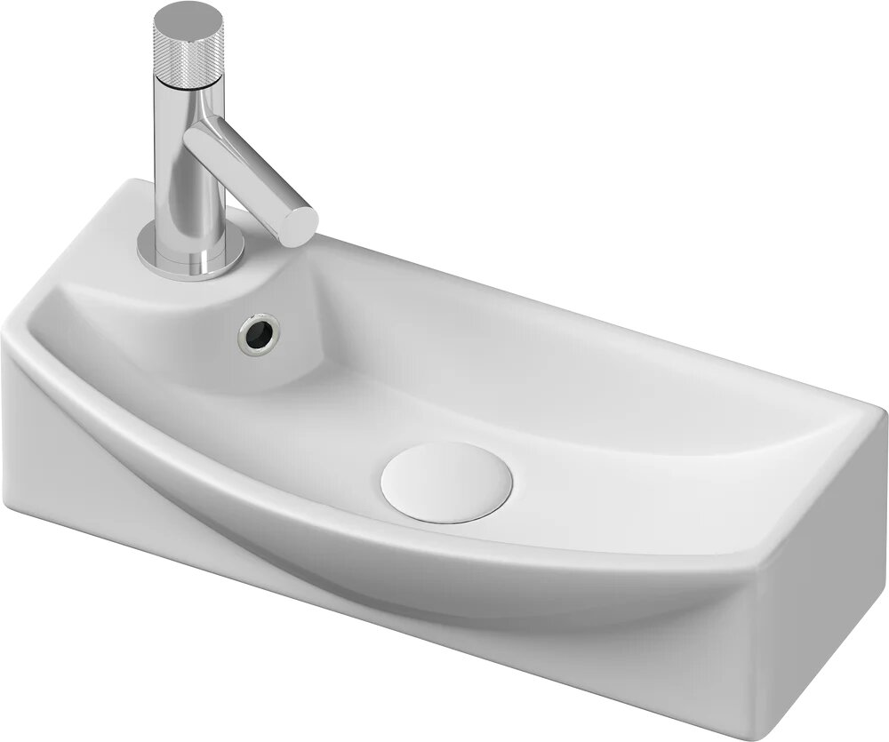 Раковина маленькая в туалет Ceramicanova Element CN6038R 46 мини, подвесная, прямоугольная, белая, фарфоровая, 45, 5 см