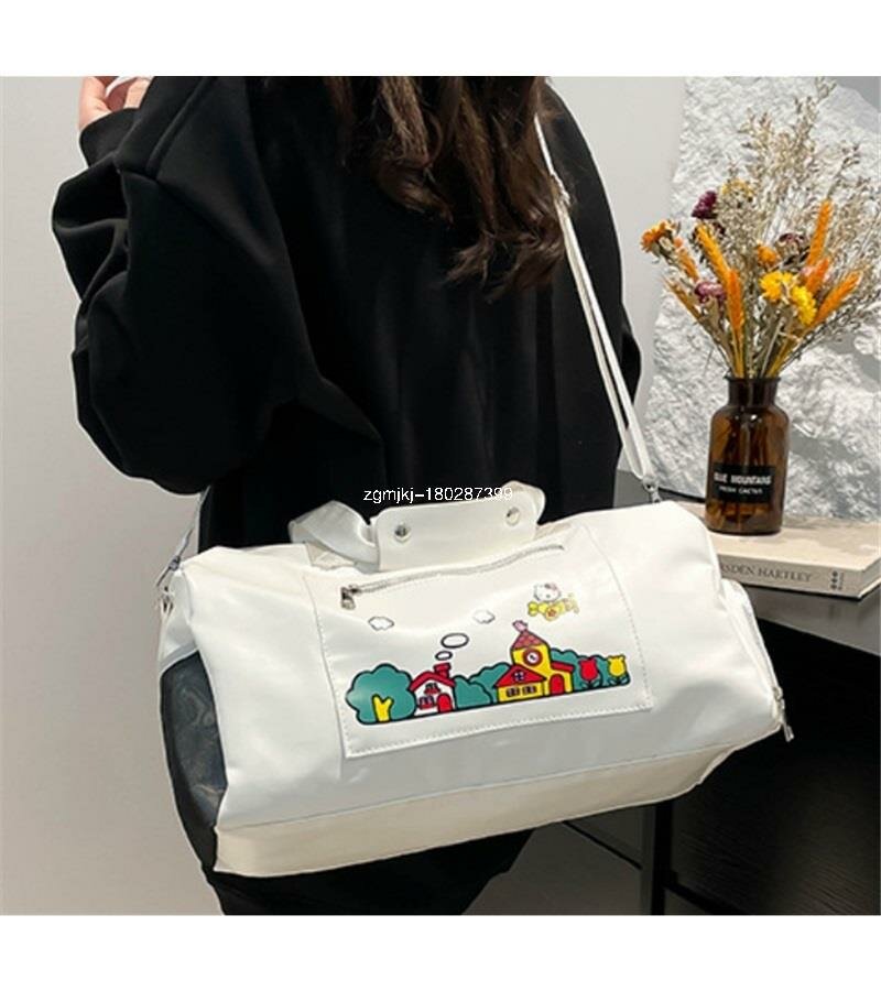 Милая сумка через плечо с рисунком Hello Kitty 46*23*22см / дорожная сумка для фитнеса из искусственной кожи