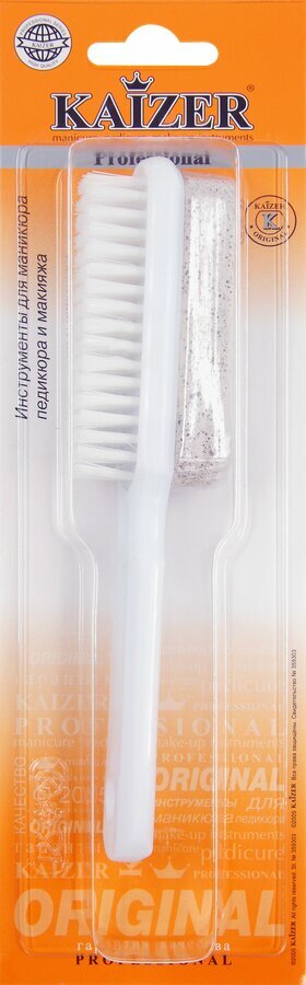 Пемза педикюрная KAIZER со щеткой, цветная ручка, Арт. KORRA326