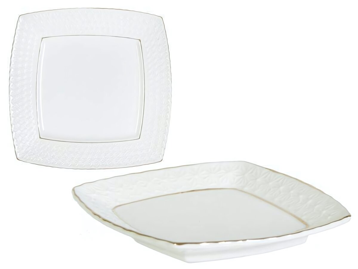 Блюдце для варенья квадратное 10см «Снежная королева», фарфор, золотая окантовка