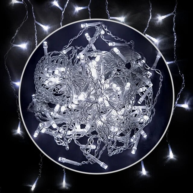 Электрическая рождественская гирлянда ZSPQGD водопад White, 5M Length 216LEDS, Always lit EU Plug