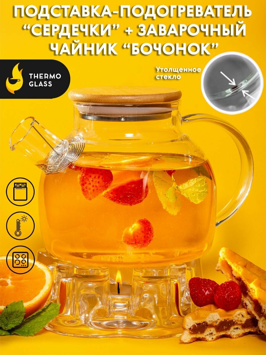 Стеклянный заварочный чайник с подогревом для идеального чаепития удобство и стиль в одном наборе